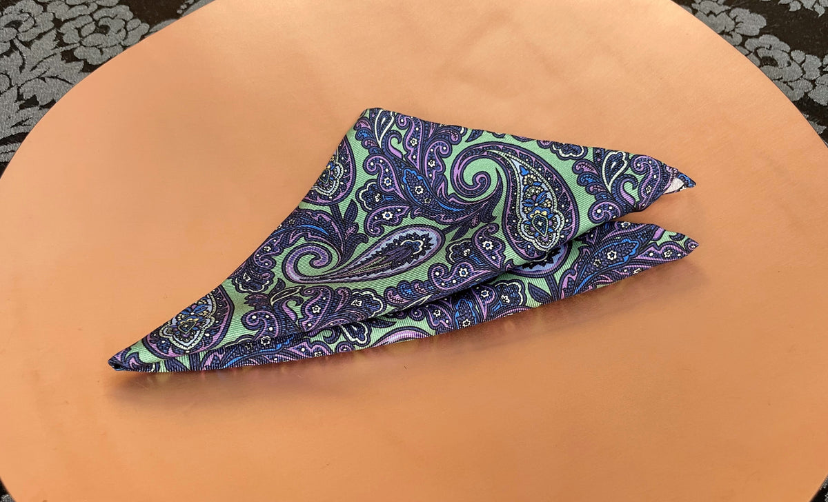 BOREAS - Printed Silk Pocket Square - Cravat Club London