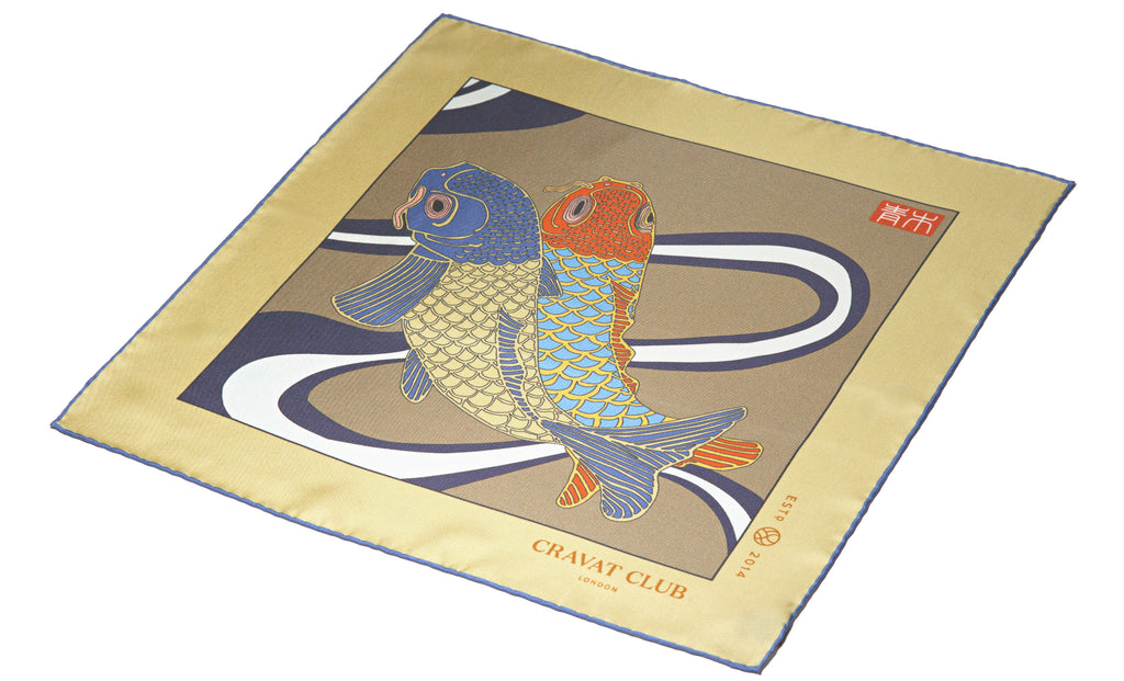 KIN - Printed Silk Pocket Square - Cravat Club London