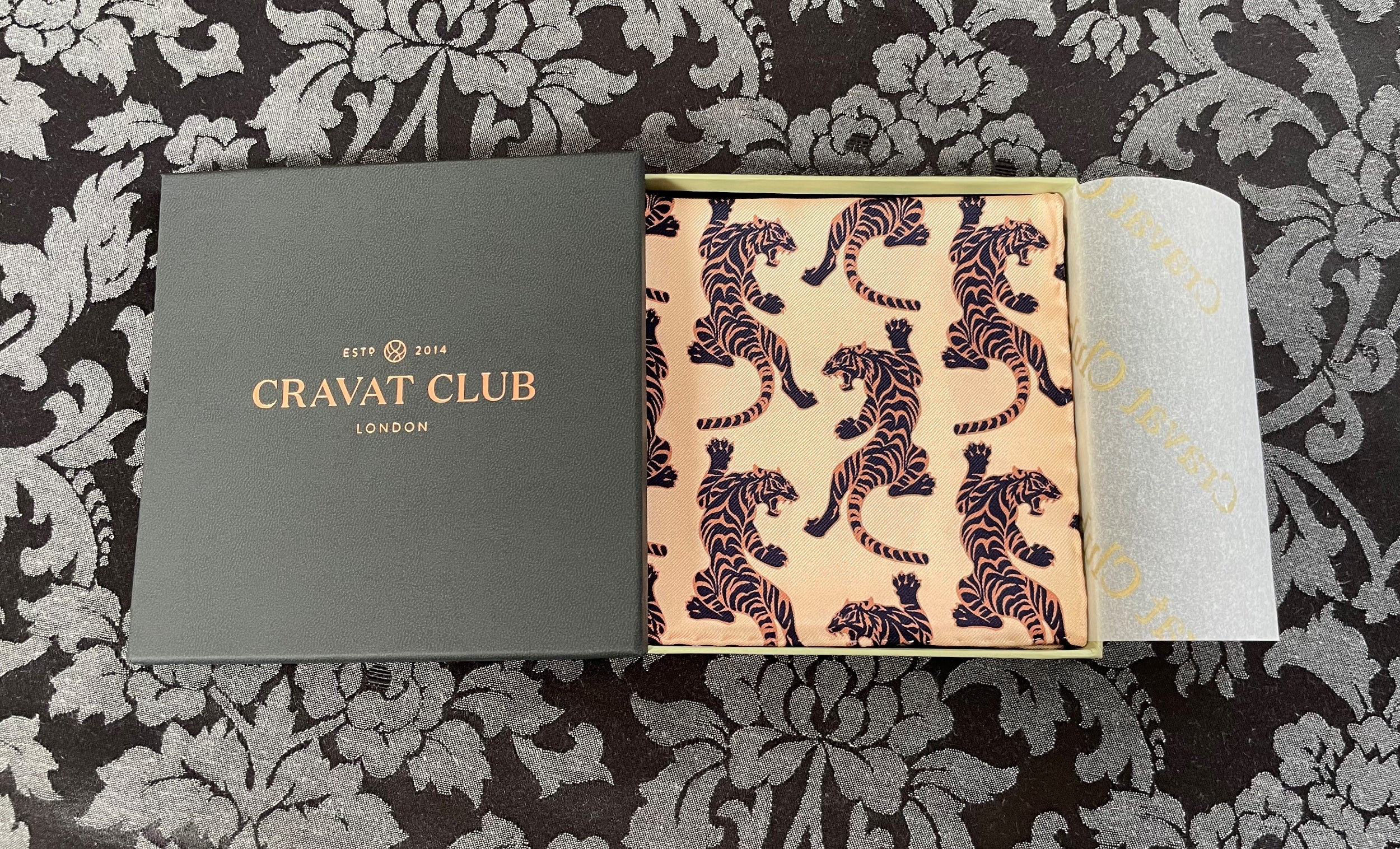TIGRE - Printed Silk Pocket Square - Cravat Club London