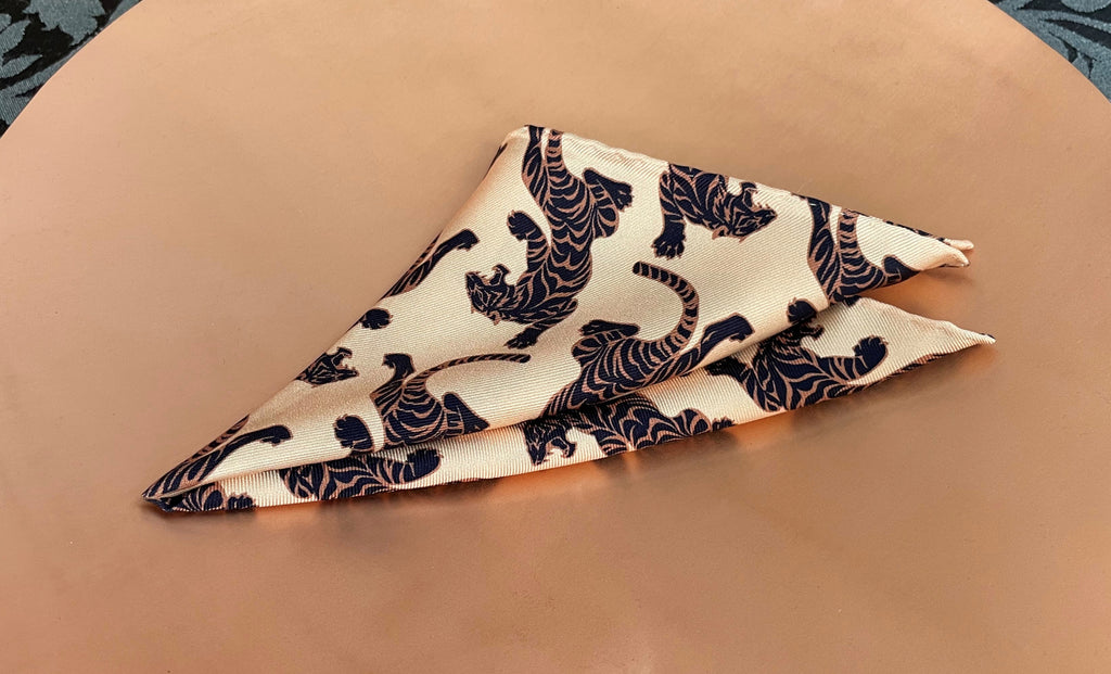 TIGRE - Printed Silk Pocket Square - Cravat Club London