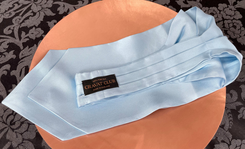 BLUE MARSHMALLOW - Hand-Dyed Plain Powder Blue Silk Day Cravat – Cravat ...