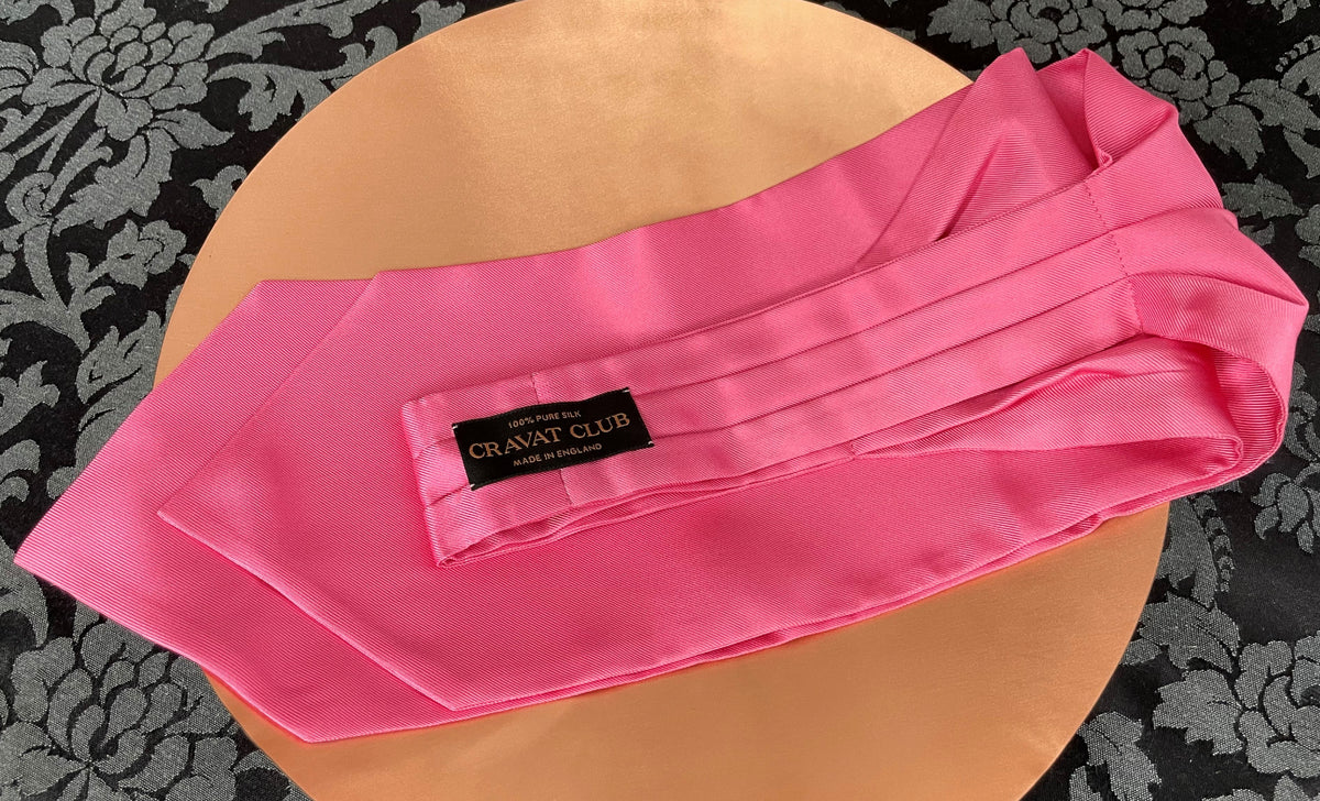 RHUBARB STRUDEL - Hand-Dyed Plain Candy Pink Silk Day Cravat – Cravat Club