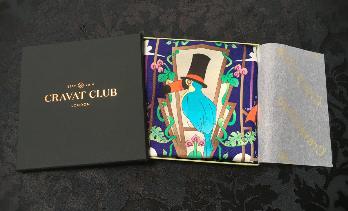DECO ISLAND NIGHT - Printed Silk Pocket Square - Cravat Club London