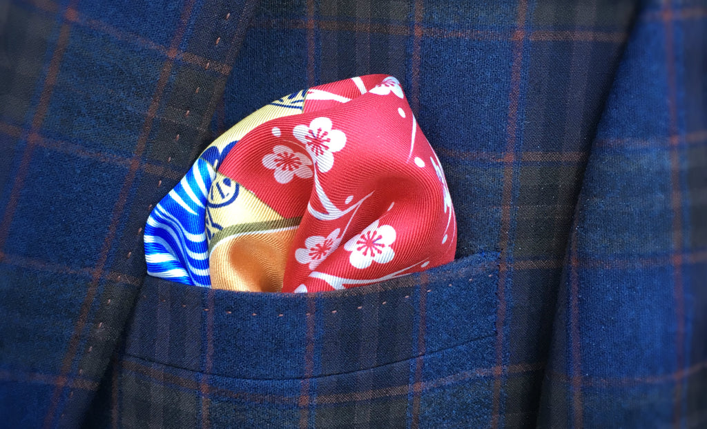 MUSASHI - Printed Silk Pocket Square - Cravat Club London