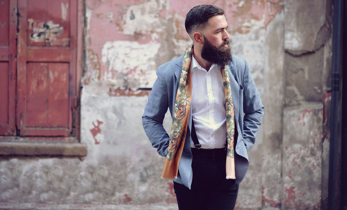 THE HUNTSMAN V - Printed Silk Evening Scarf - Cravat Club London